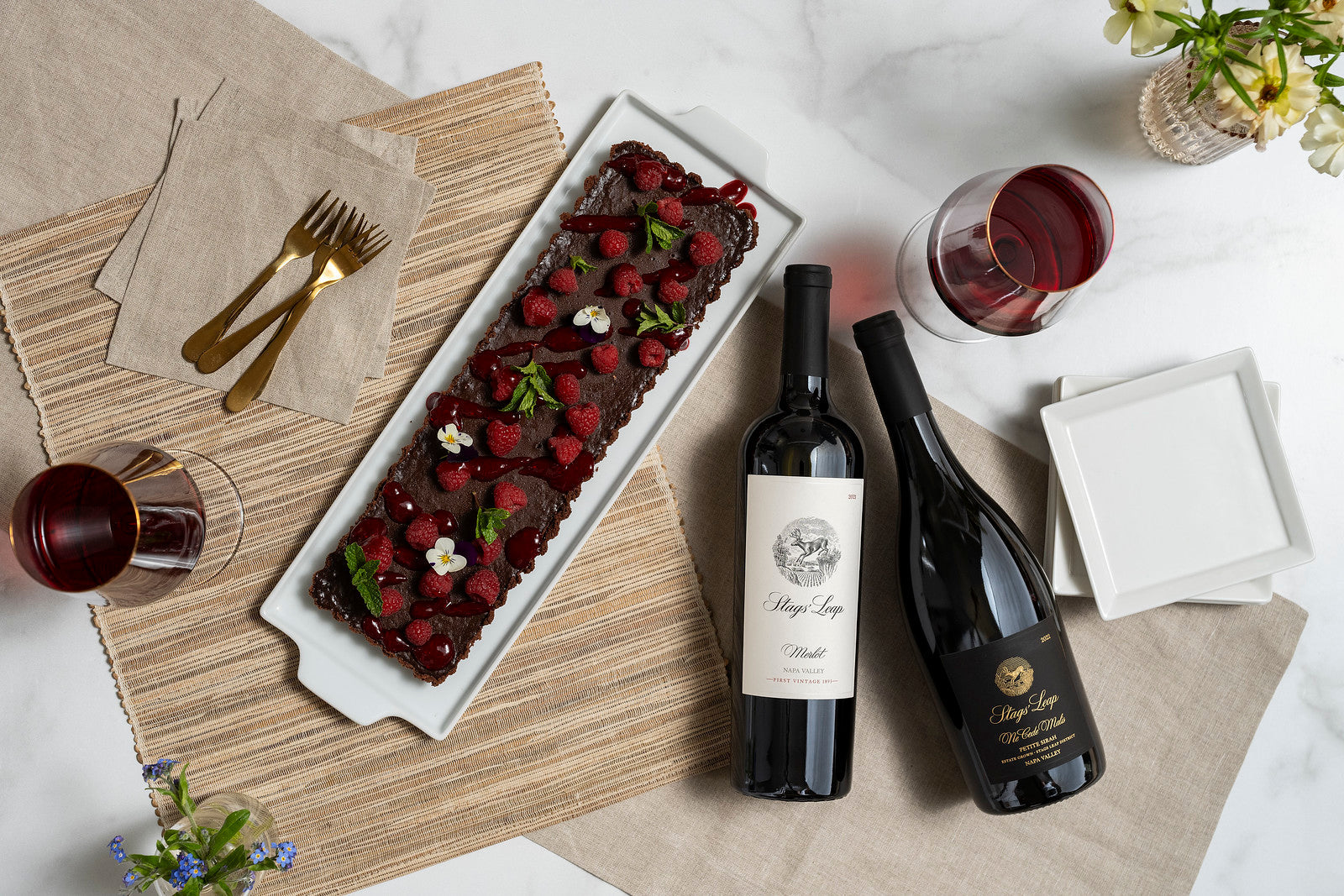 Dark Chocolate Tart with Raspberry-Mint Coulis – Stags' Leap Winery